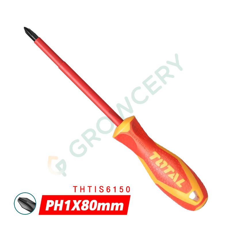 GROWCERY ไขควงหุ้มฉนวน ขนาด 6 นิ้ว ปากแบน 1000 โวลต์ TOTAL รุ่น THTIS6150